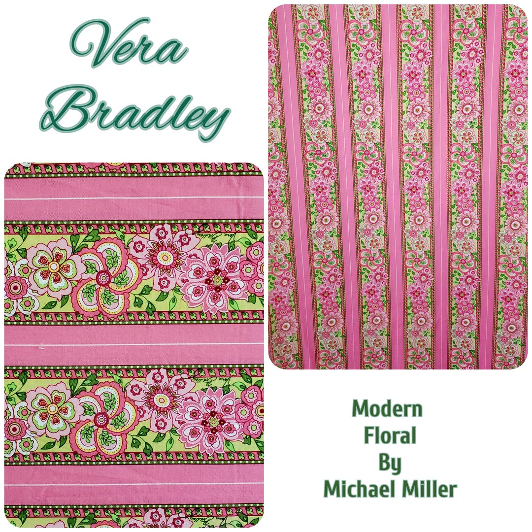 Rare Fabrics Vera Bradley Retired Michael Miller Med 1"stripe 100% ...