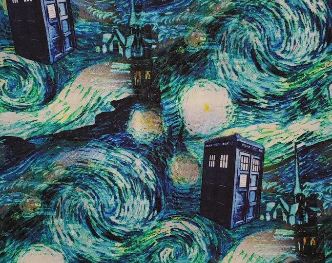 FABRIC Rare Dr Who Exploding Tardis 11th Dr Starry Night Van Gogh ...