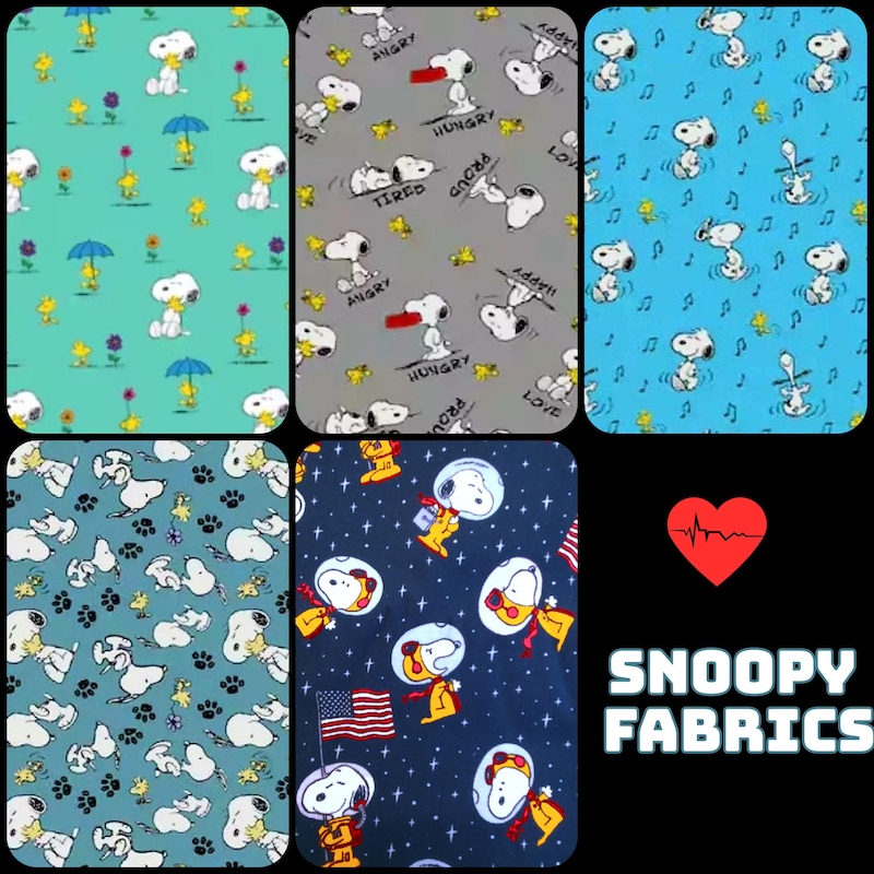 Snoopy Cotton Fabric - Etsy
