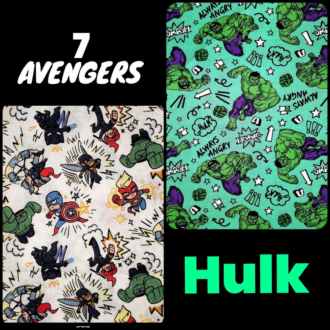 Fabrics Hulk SMASH Big Green/7 Avengers Super Hero Marvel FQ 1/2 Yd 100% Quilt Cotton Crafts ...