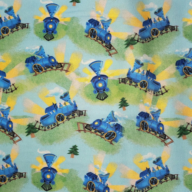 RARE FABRIC Trains " Little Engine That Could" Heartwarming Kids Quilt ...