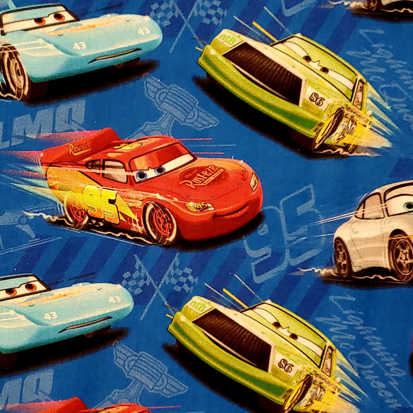 FABRIC Cars Pixar Lightning Mcqueen Mater Guido Luigi Sheriff Red ...