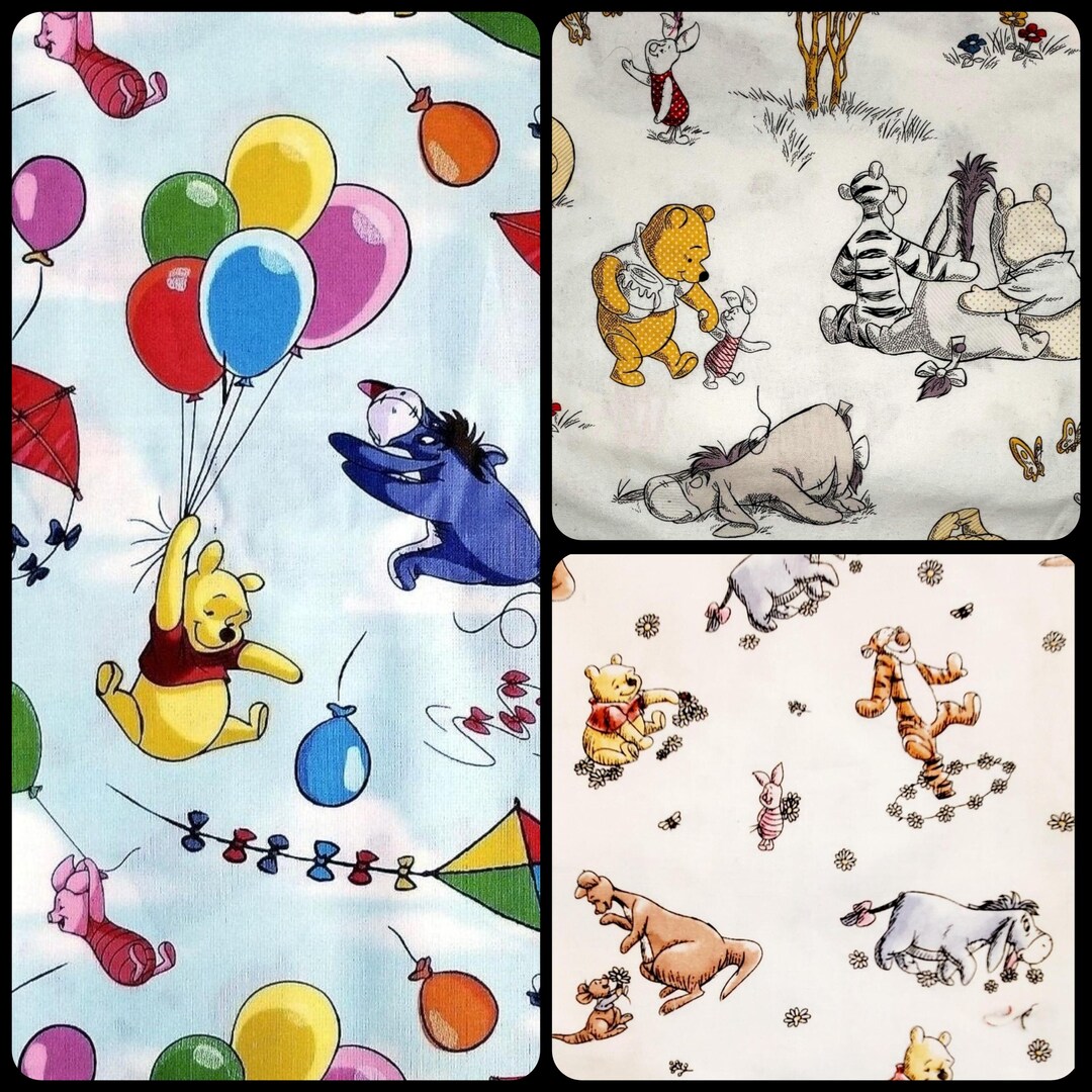 Fabric Winnie the Pooh Eeyore Tiger Soft Blues/whites 100% Cotton ...