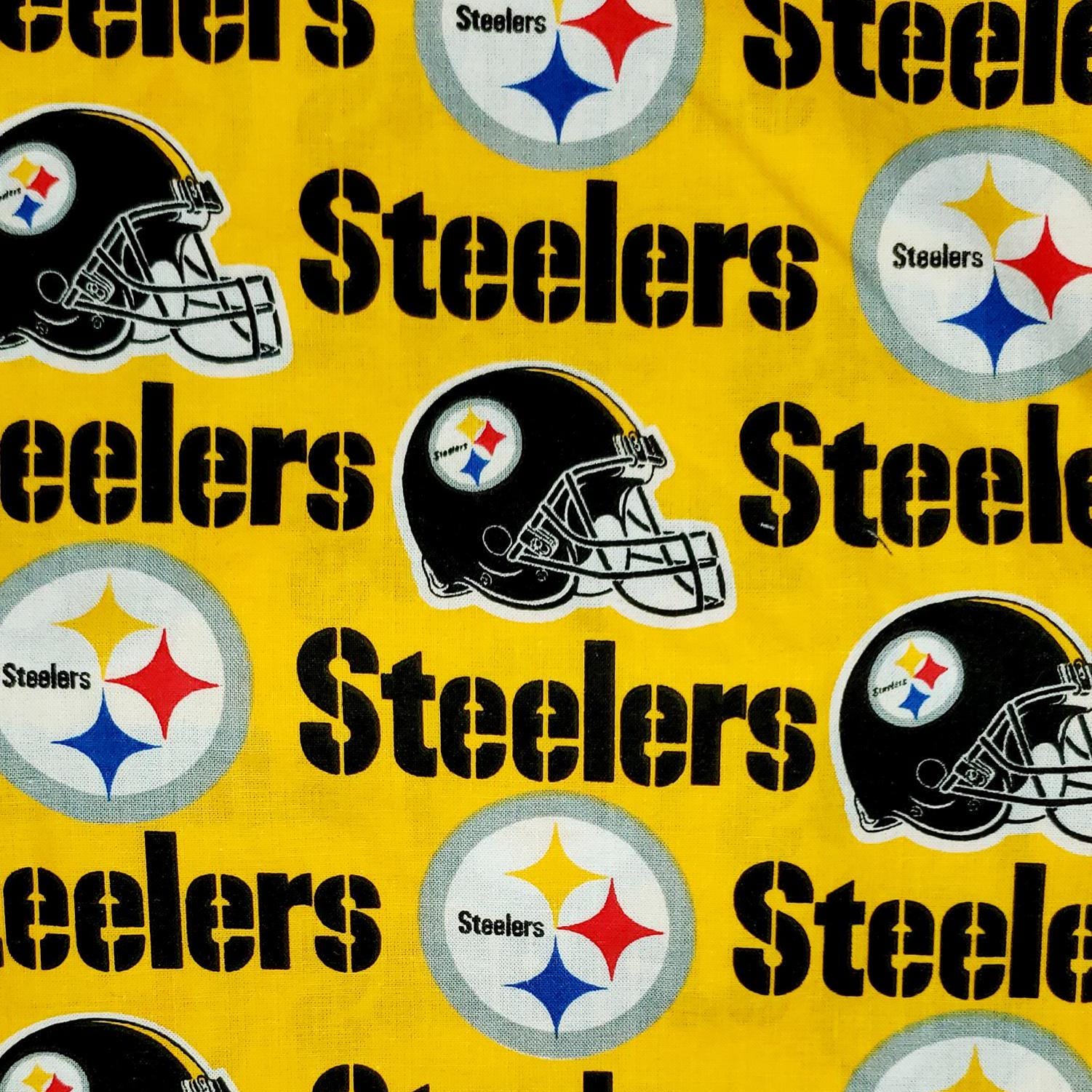 Football FABRIC NFL Steelers Pittsburgh Cotton 1/2 Yd Remnants & 5" to ...