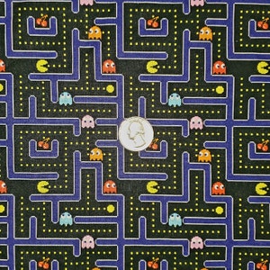 Fabrics Pac Man Retro Video Arcade Blinky Inky Pinky Clyde Fat Quarters ...