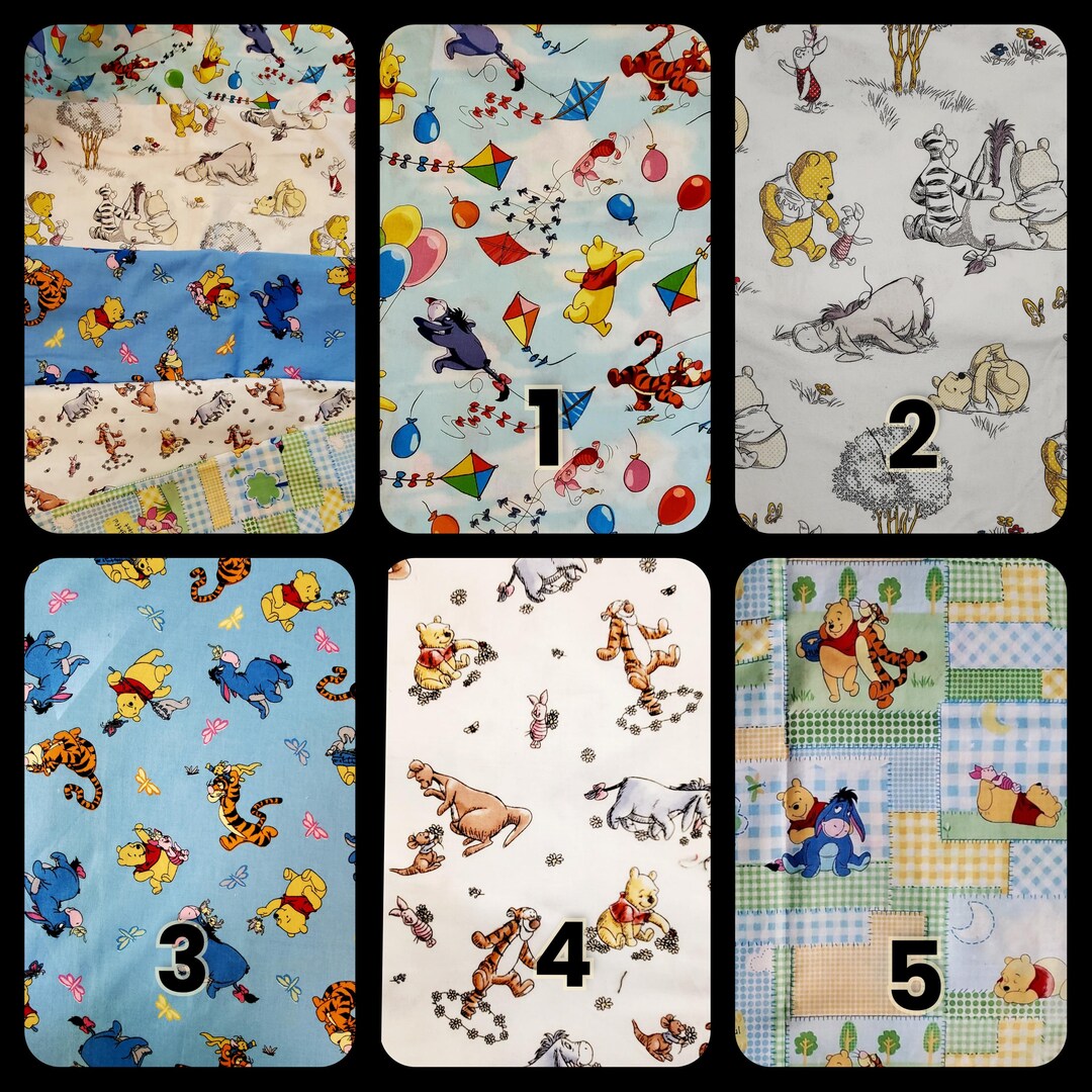 Fabric Winnie the Pooh Eeyore Tiger Soft Blues 100% Cotton Fabric HTF ...