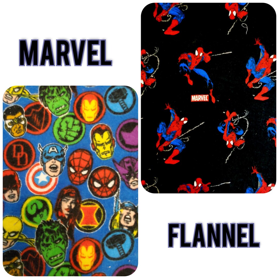 Flannel Fabrics Marvel Super Heroes Spiderman Capt America Hulk Thor ...