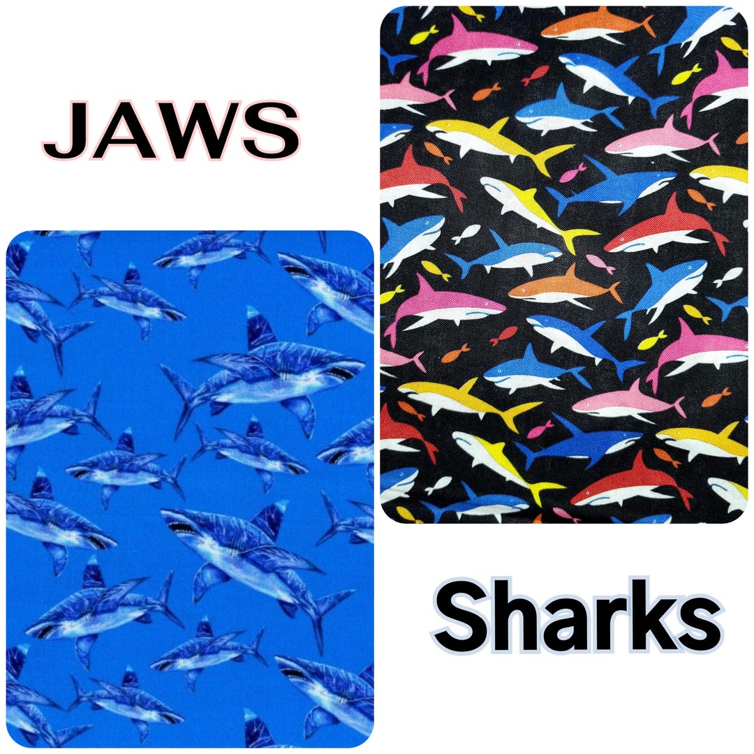 Fabrics Sharks Jaws Great White Soft 100 % Cotton by Yd/1/2yd/fq ...