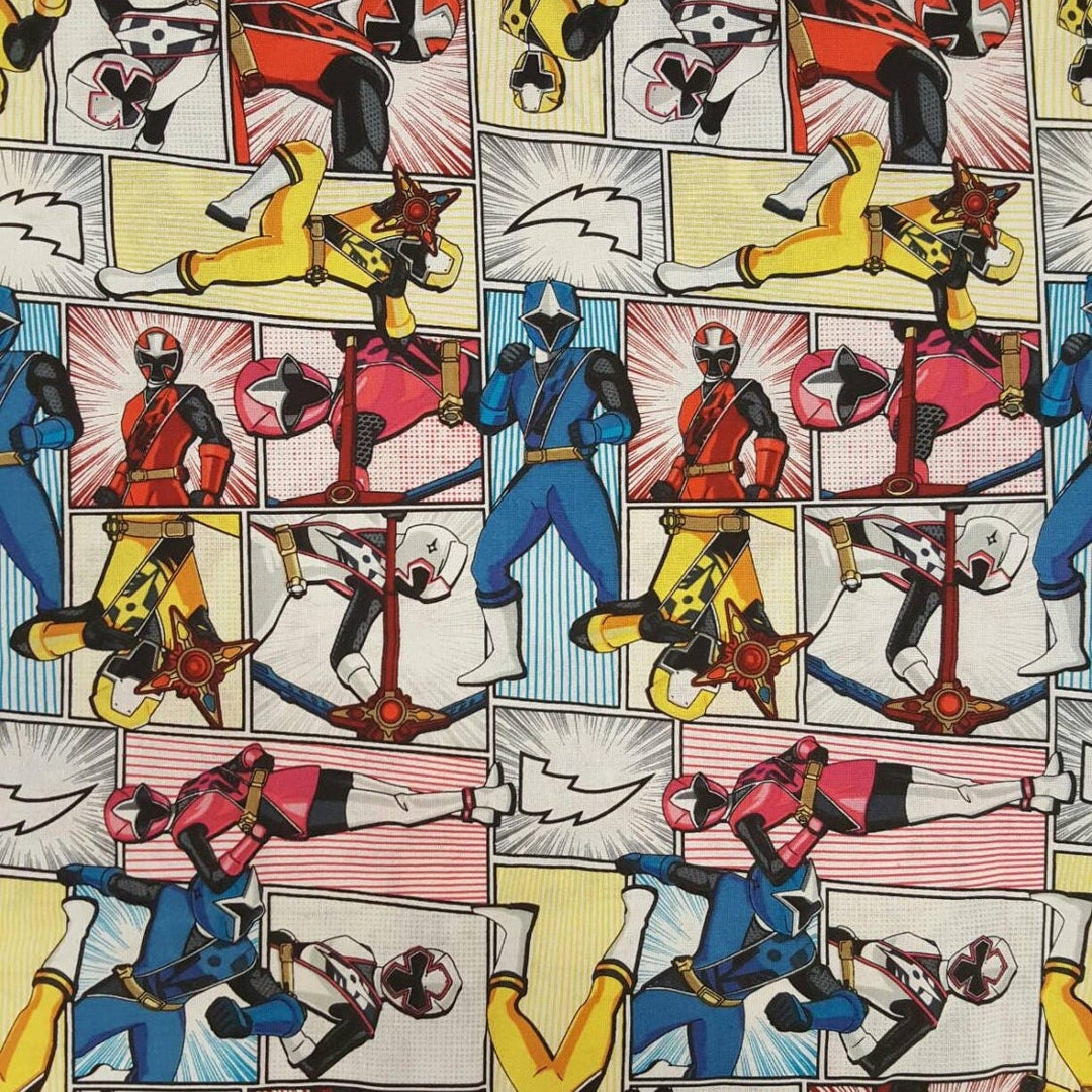 Power Rangers Fabric 100% Cotton HTF by the Yards, 1/2 Yard, Fat ...