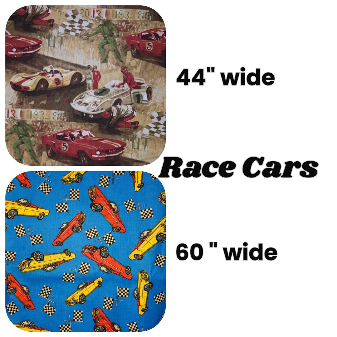 FABRICS Sports Car Racing Start Your Engines 100% Cotton FQ 1/2 Yd ...