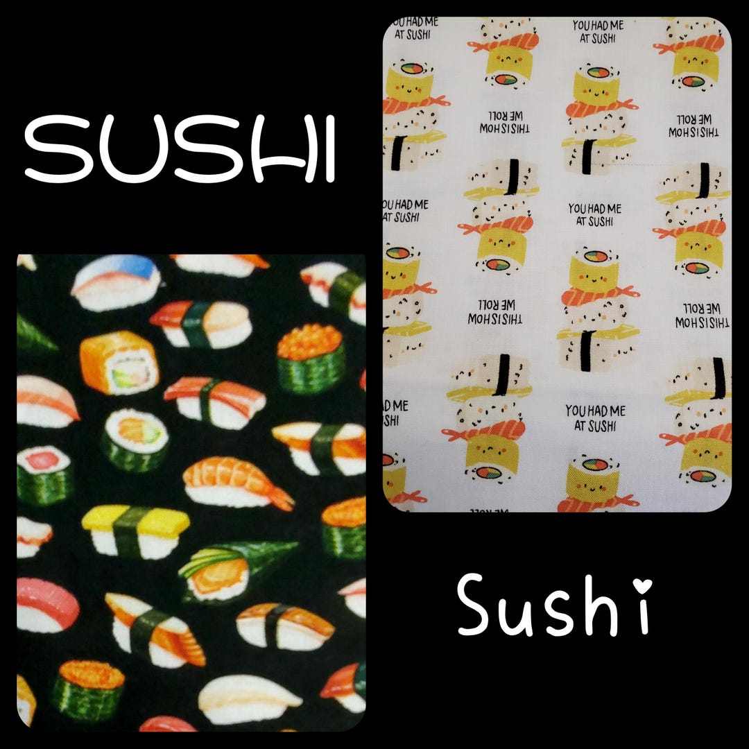 Fabric SUSHI /ramen Poke Bowl Asian Japan Nigiri Maki Sashimi 100% ...