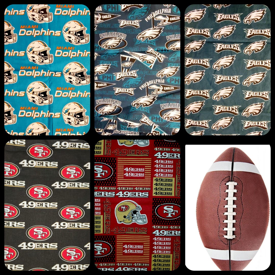 Football FABRIC NFL Miami Dolphins Eagles San Francisco 49ers Cotton 60 ...