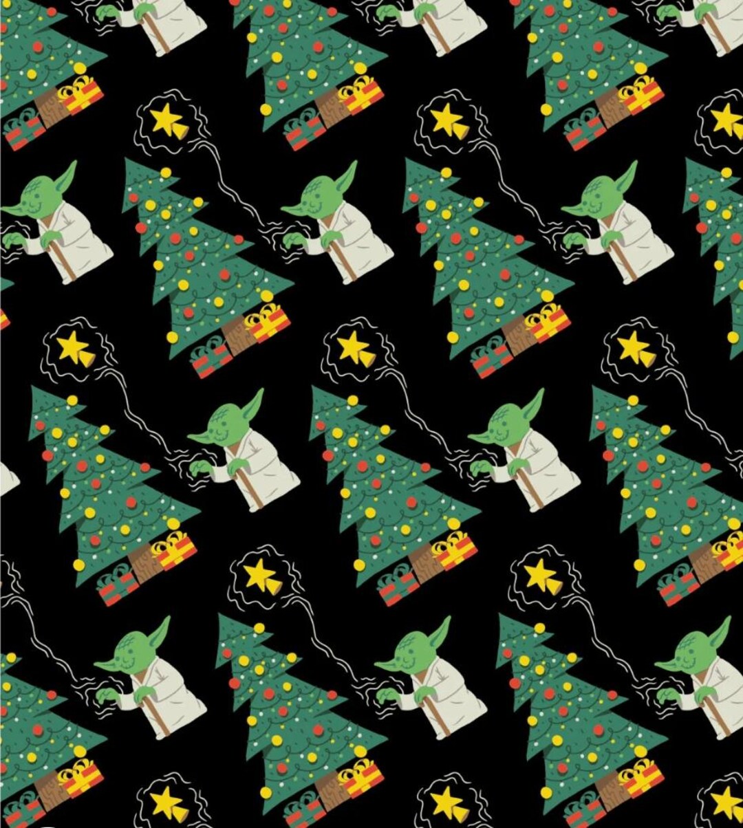 Star Wars Fabric Yoda Merry Force Be With You Christmas Quilting Fabric ...