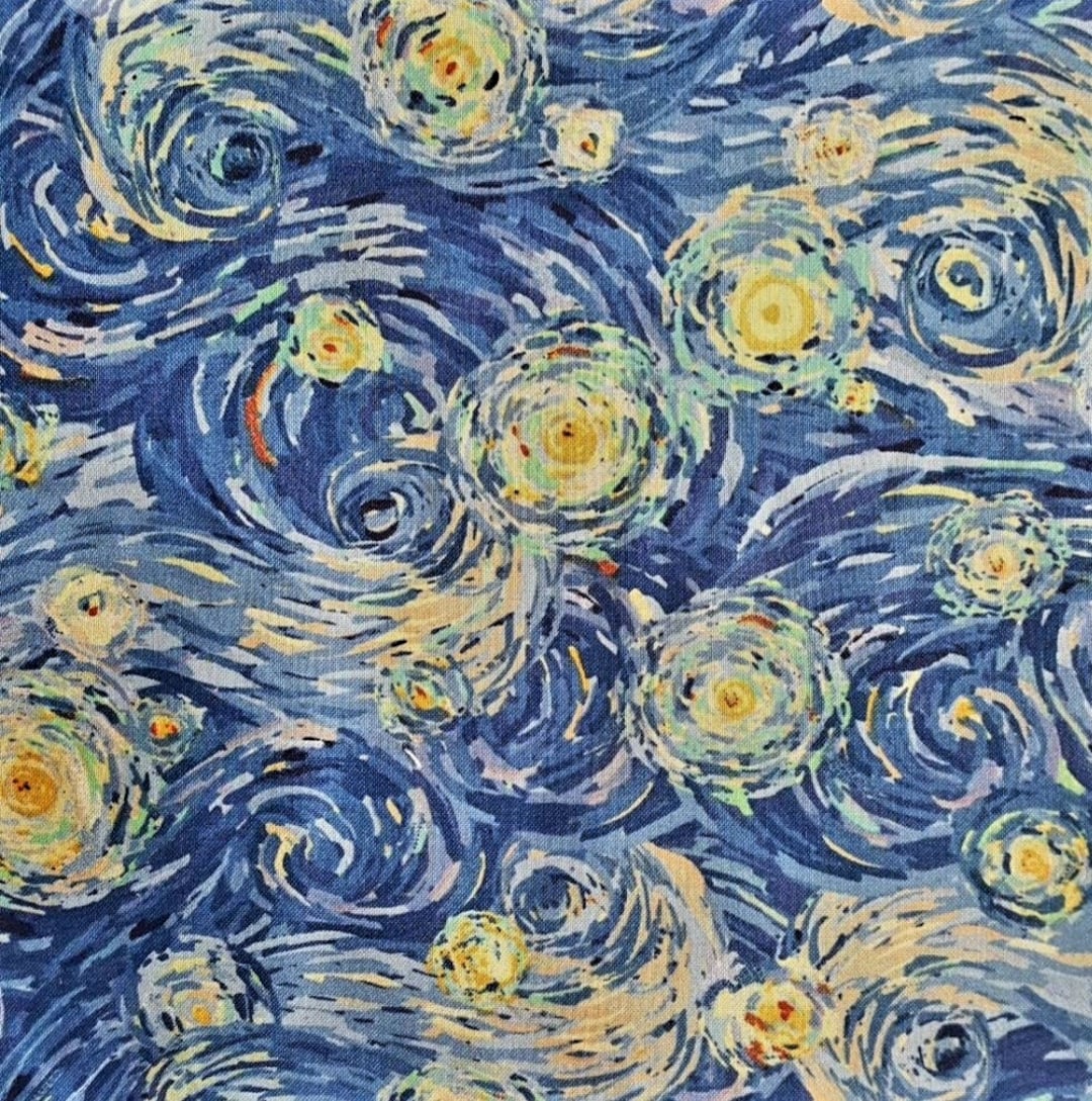 FABRIC Starry Night Van Gogh-like Fat Quarters Remnants 100% Cotton ...
