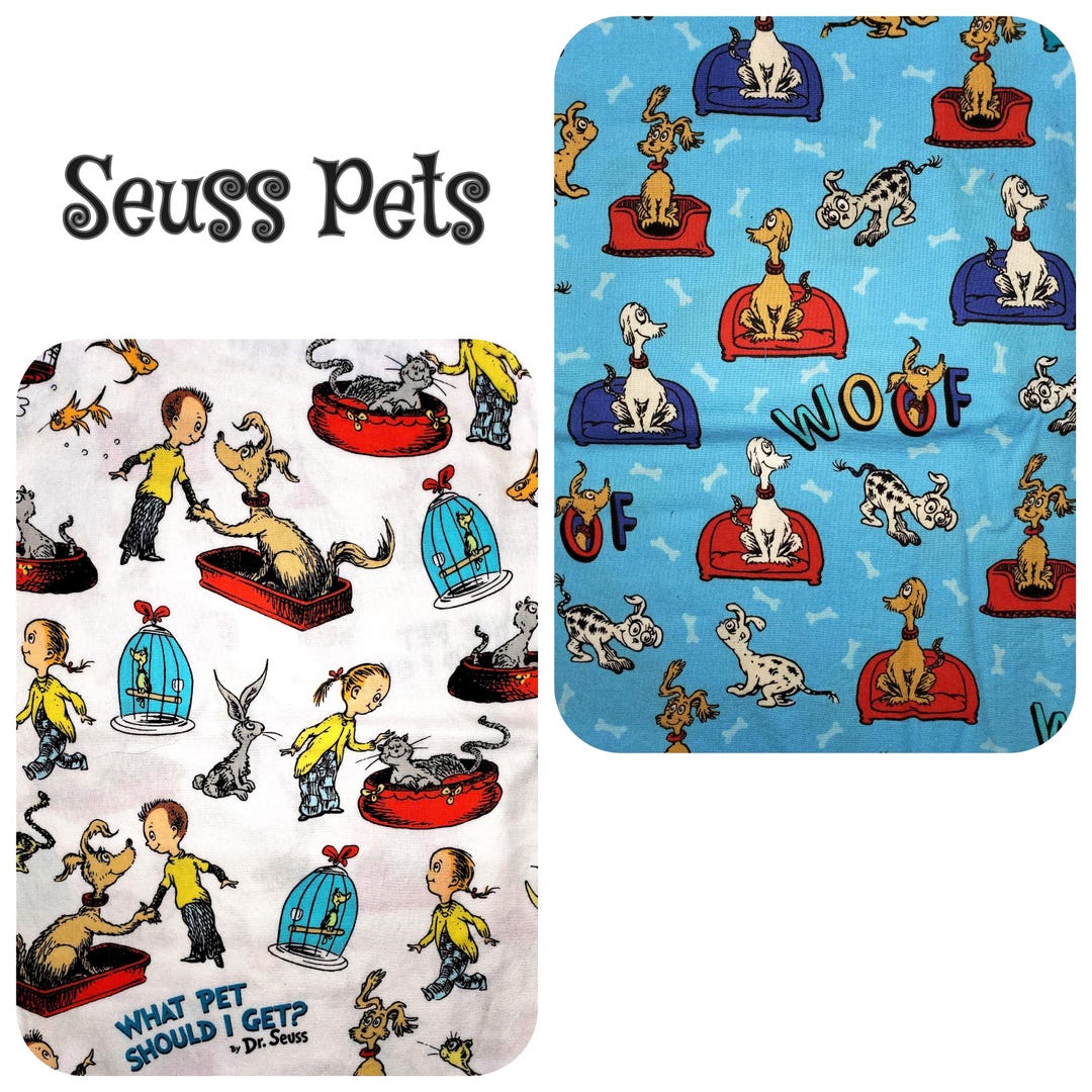 Fabrics DR. Seuss Dogs Woof/what Pet Shall I Get? FQ 1/2 Yd 100 % ...