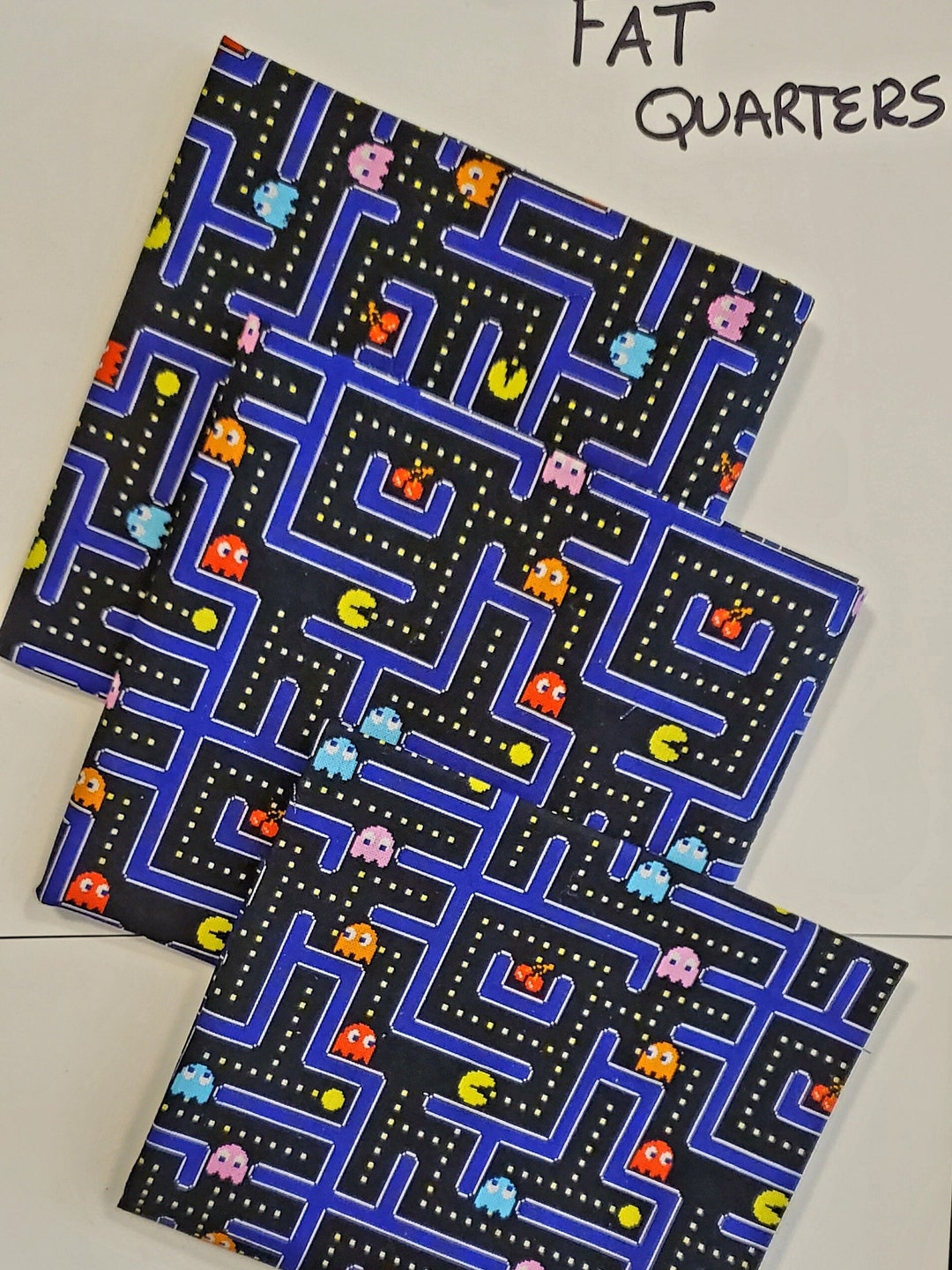 Fabrics Pac Man Retro Video Arcade Blinky Inky Pinky Clyde Fat Quarters ...