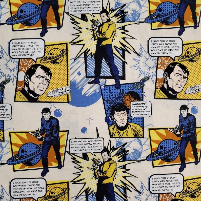 RARE Fabrics Star Trek Capt Kirk Spock 100% Quilting Cotton by Yd/fq 1/ ...