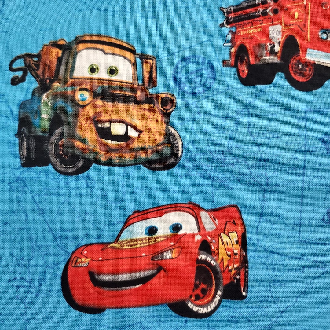 FABRIC Cars Pixar Lightning Mcqueen Mater Guido Luigi Sheriff Red ...
