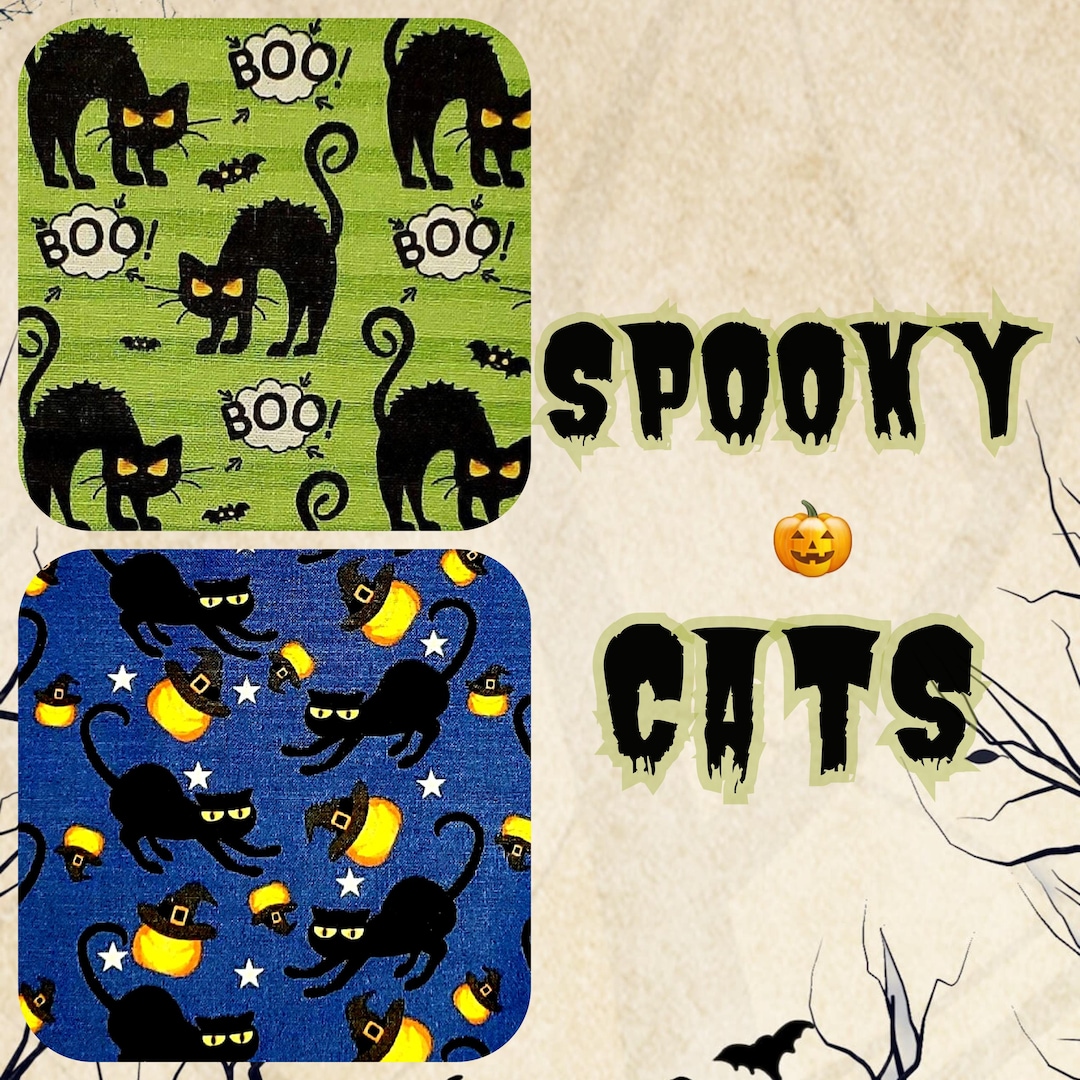 Fabrics Cats Spooky Halloween Scary Cats 100% Cotton FQ 1/2 Yd Quilts ...