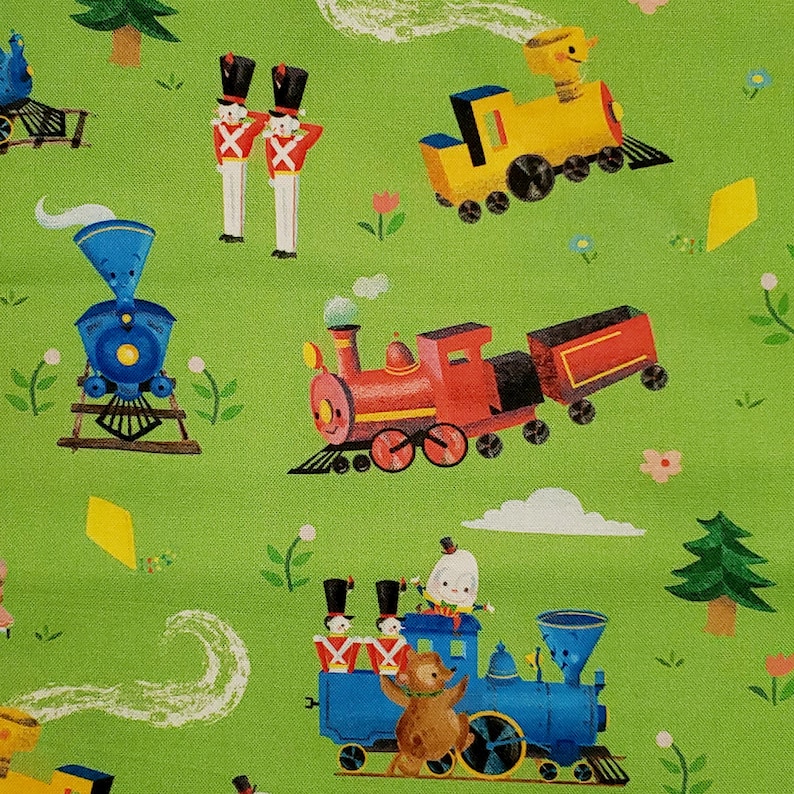 RARE FABRIC Trains " Little Engine That Could" Heartwarming Kids Quilt ...
