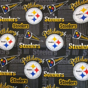 Football FABRIC NFL Steelers Pittsburgh Cotton 1/2 Yd Remnants & 5" to ...