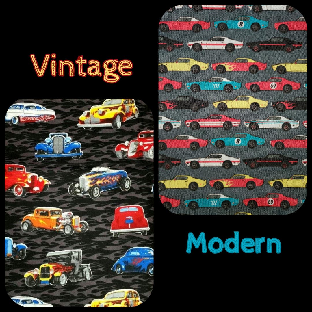 FABRIC Cars Vintage/modern Hot Rods Matchbox Quilting Fun 100% Cotton ...