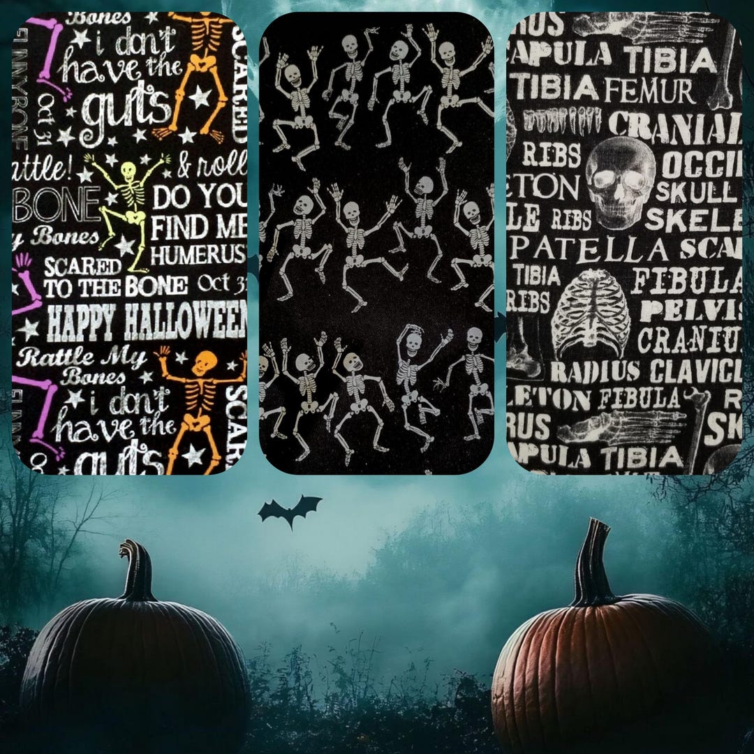 FABRICS Mr. Bone-jangle Shake Rattle Roll Halloween/ Skeletons Dancing ...