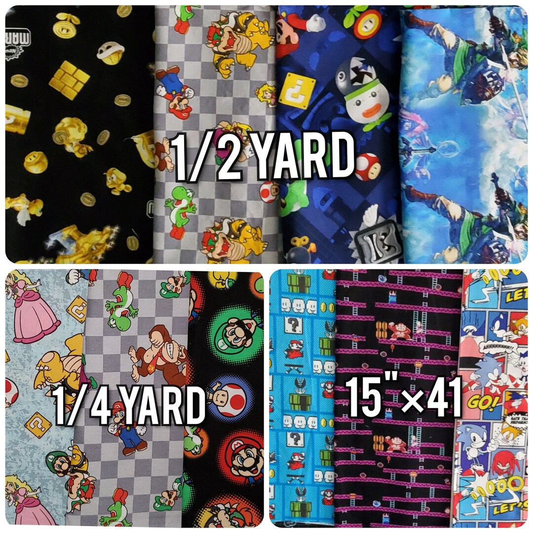 FABRIC Mario Brothers Donkey Kong Sonic Zeldanintendo Yoshi Toad Luigi ...