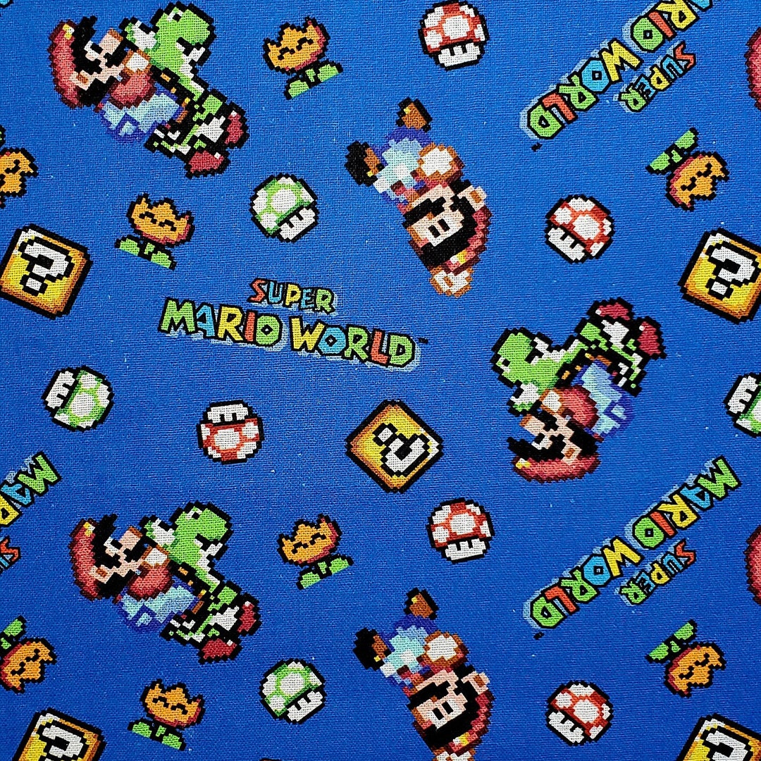 FABRIC Fat Quarters Super Mario World Nintendo Game Scene Yoshi Toad ...