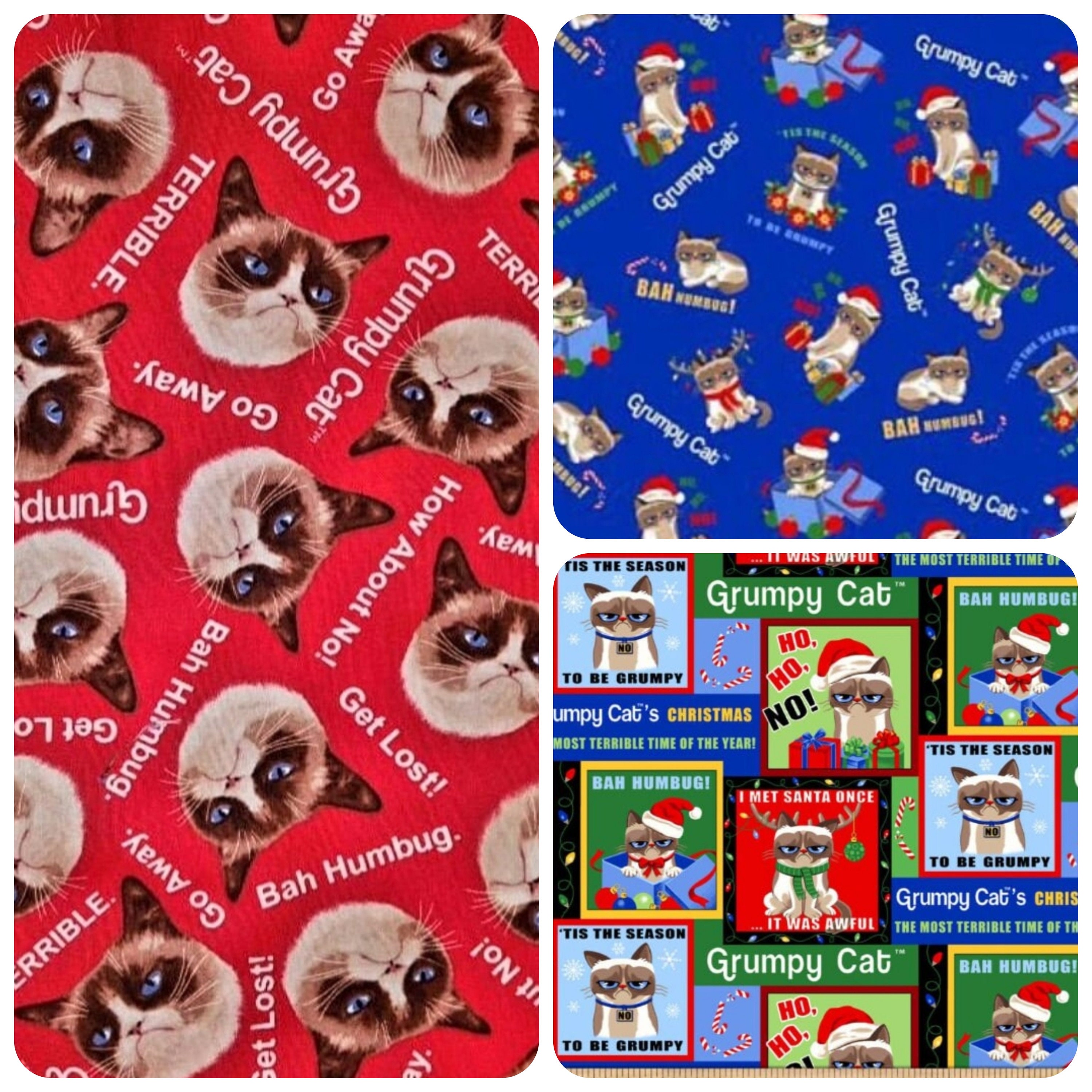 Fabrics Grumpy Cat Humbug Get Lost Soft 100 % Cotton, Quilting, Crafts ...