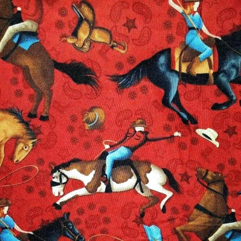 Fabric Rodeo Bronco Horses Wild West Cowboys & Cowgirls 100% Cotton ...