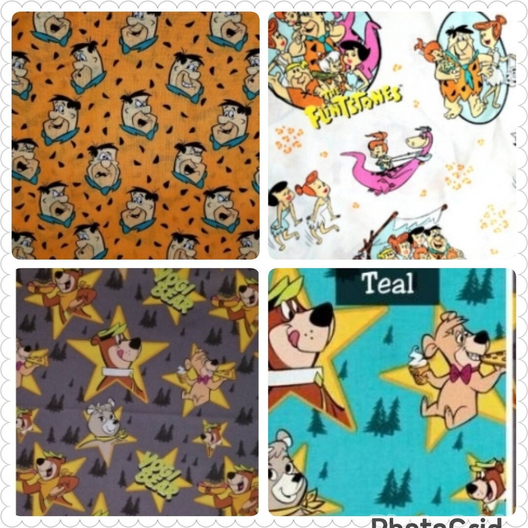 Cartoon Fabrics Flintstones Fred Dino Wilma /yogi Bear Boo-boo 100% ...