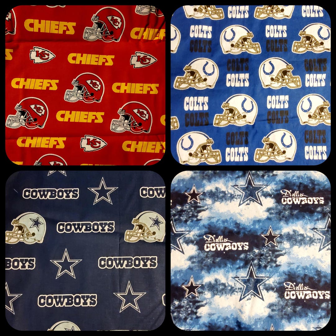 Football FABRIC NFL Chiefs Colts Cowboys Cotton 54" Wide 1/2 Yard ...