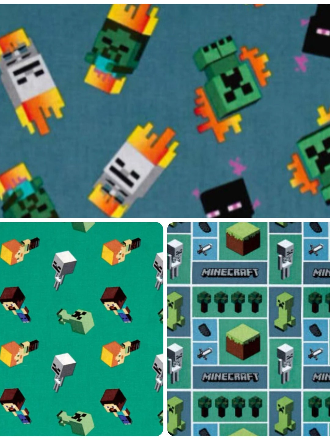 Minecraft Fabrics Video Game 100% Cotton 3 Designs 100 Percent Quilting ...
