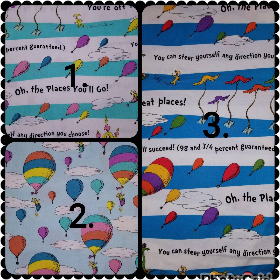 Dr Seuss Fabric Oh Places You'll Go Balloons 100% Cotton Quilt Fabrics ...