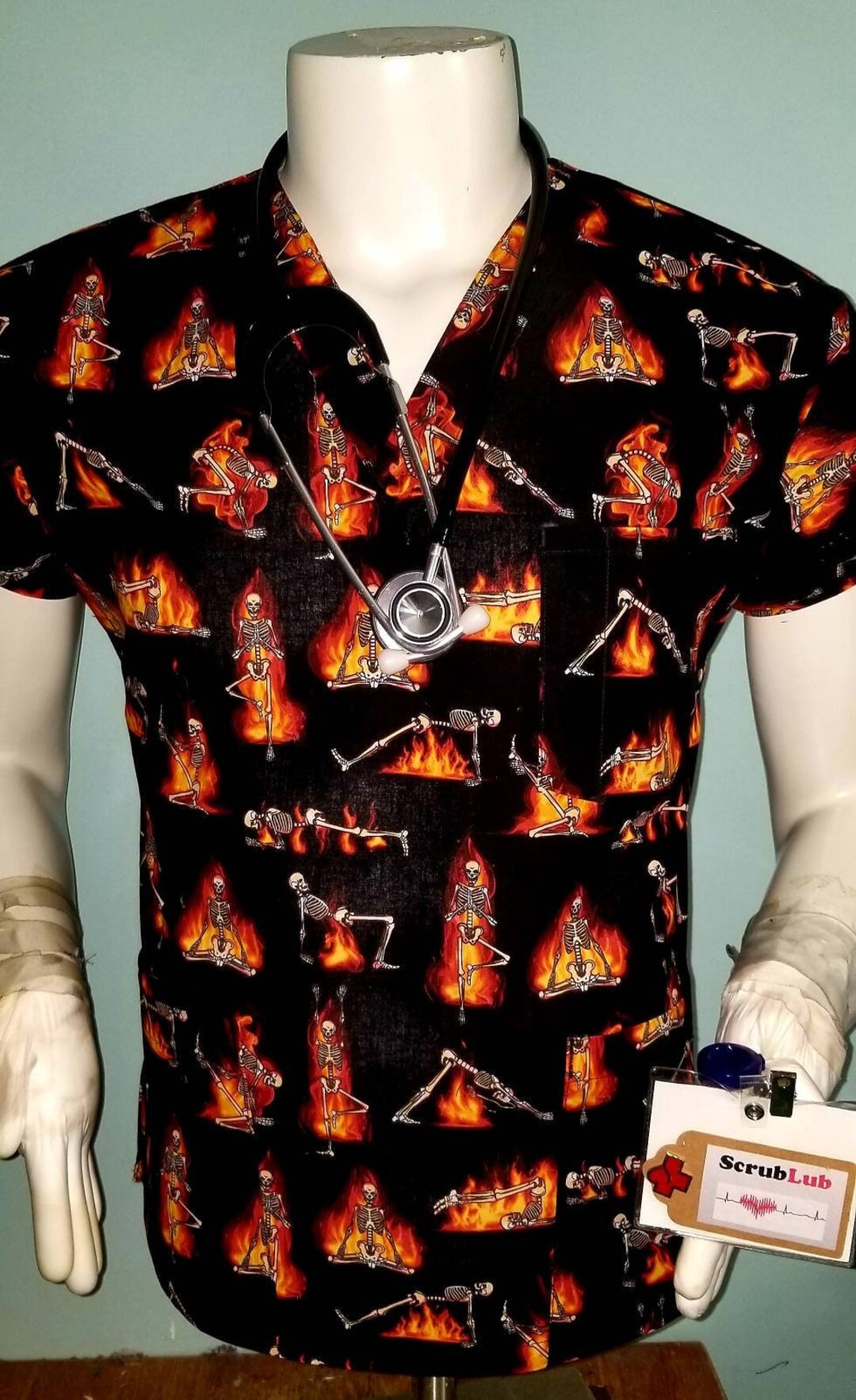 Scrub Tops Hot Yoga Skeletons Orthopedic Funny Especially Tailored V ...