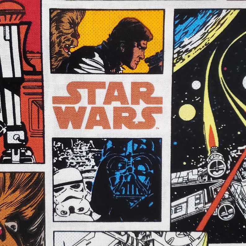 Star Wars Fabric Comic Strip Characters Hans, Boba R2D2 Vader, Chewy ...