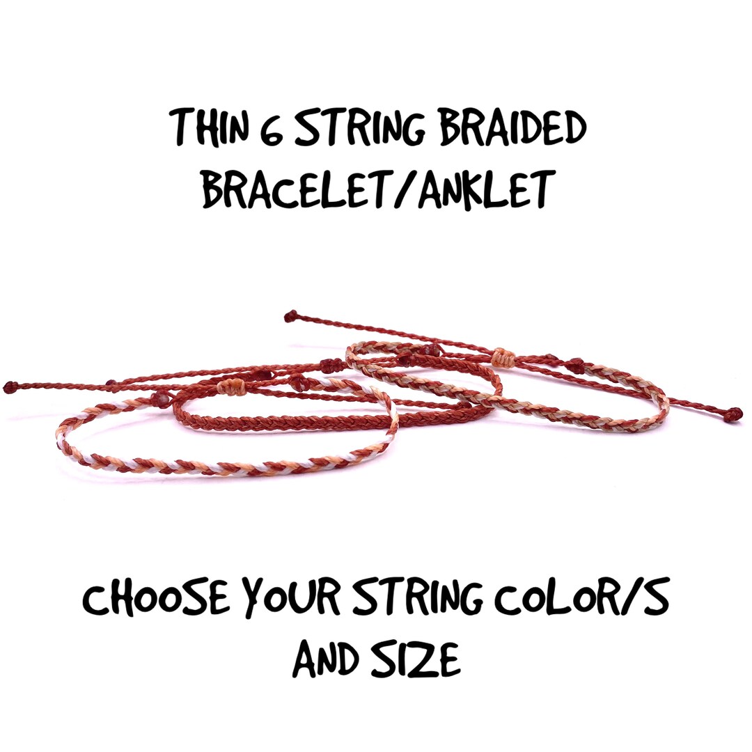 Thin 6 String Braided Wax String Bracelet,6 String Braided Anklet ...