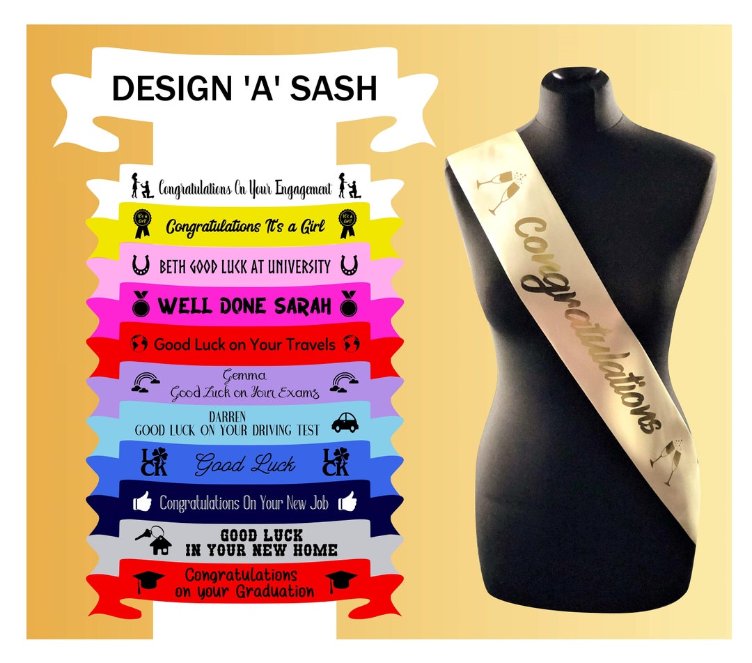 Congratulation Personalised Sash Sashes Graduation Passing Exams ...