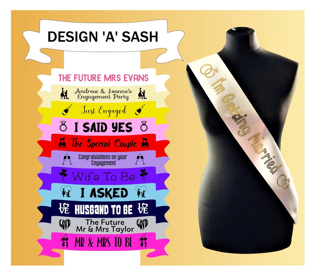 Personalised Engagement Sash Future Mr and Mrs Getting Married Just ...