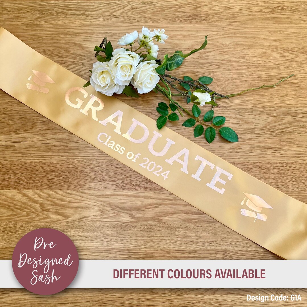 Graduate Sash With Graduation Cap and Scroll - Any Year - Multiple ...