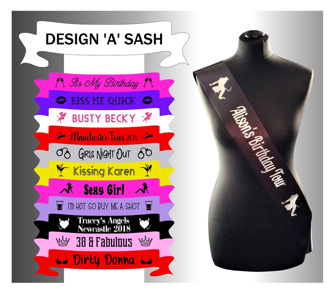 Personalised Girls Night Out Sashes Custom Printed Make Your Own Any ...