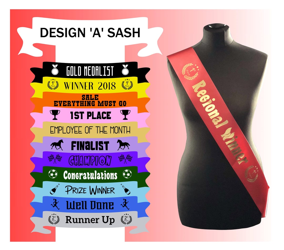 Personalised Custom Made Sash Sashes Sports Winner Champion Horse ...