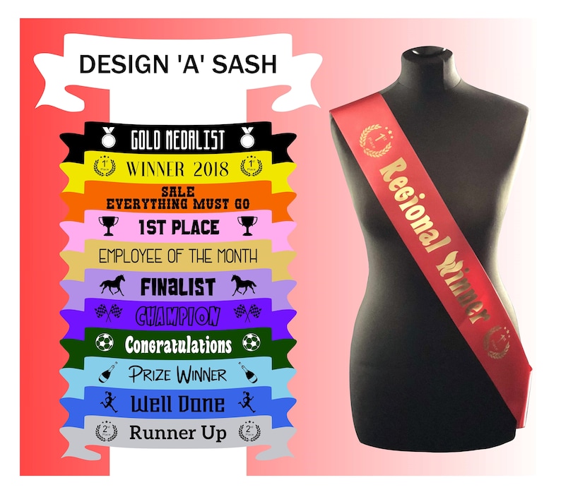 Personalised Custom Made Sash Sashes Sports Winner Champion - Etsy
