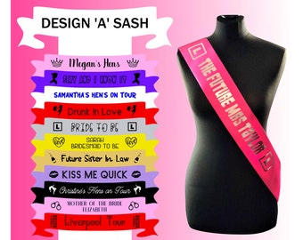Bridesmaid Sash, Bridesmaid Sashes, Bridesmaid Gifts, Hen Party Sashes ...