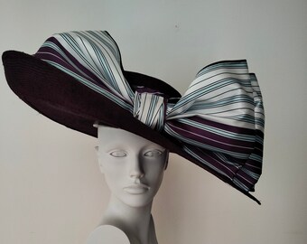 Rose Titanic Boarding Hat, Cosplay, Large Bow Striped Hat, Kate ...