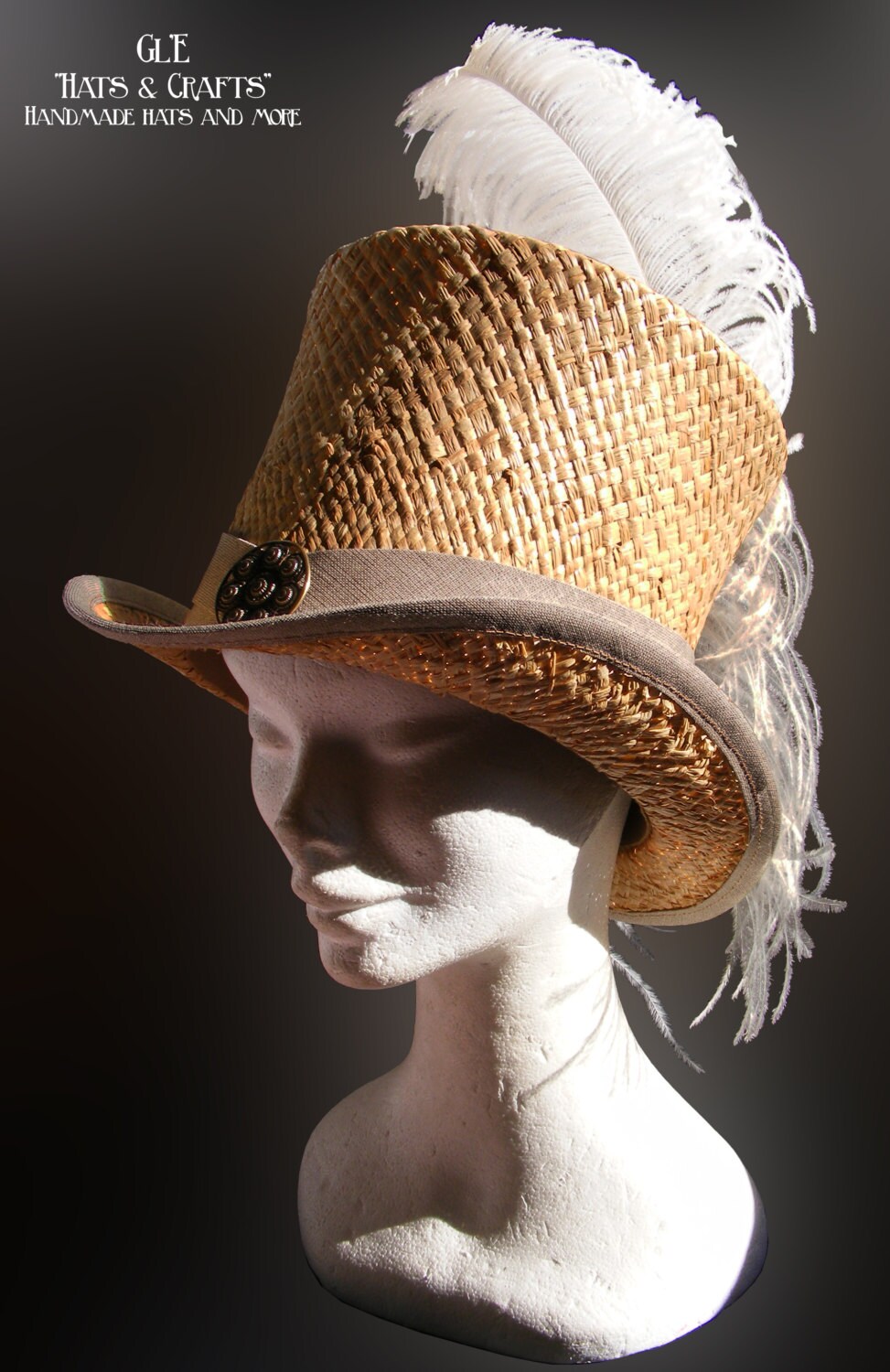 Steampunk/burlesque Straw Top Hat - Etsy