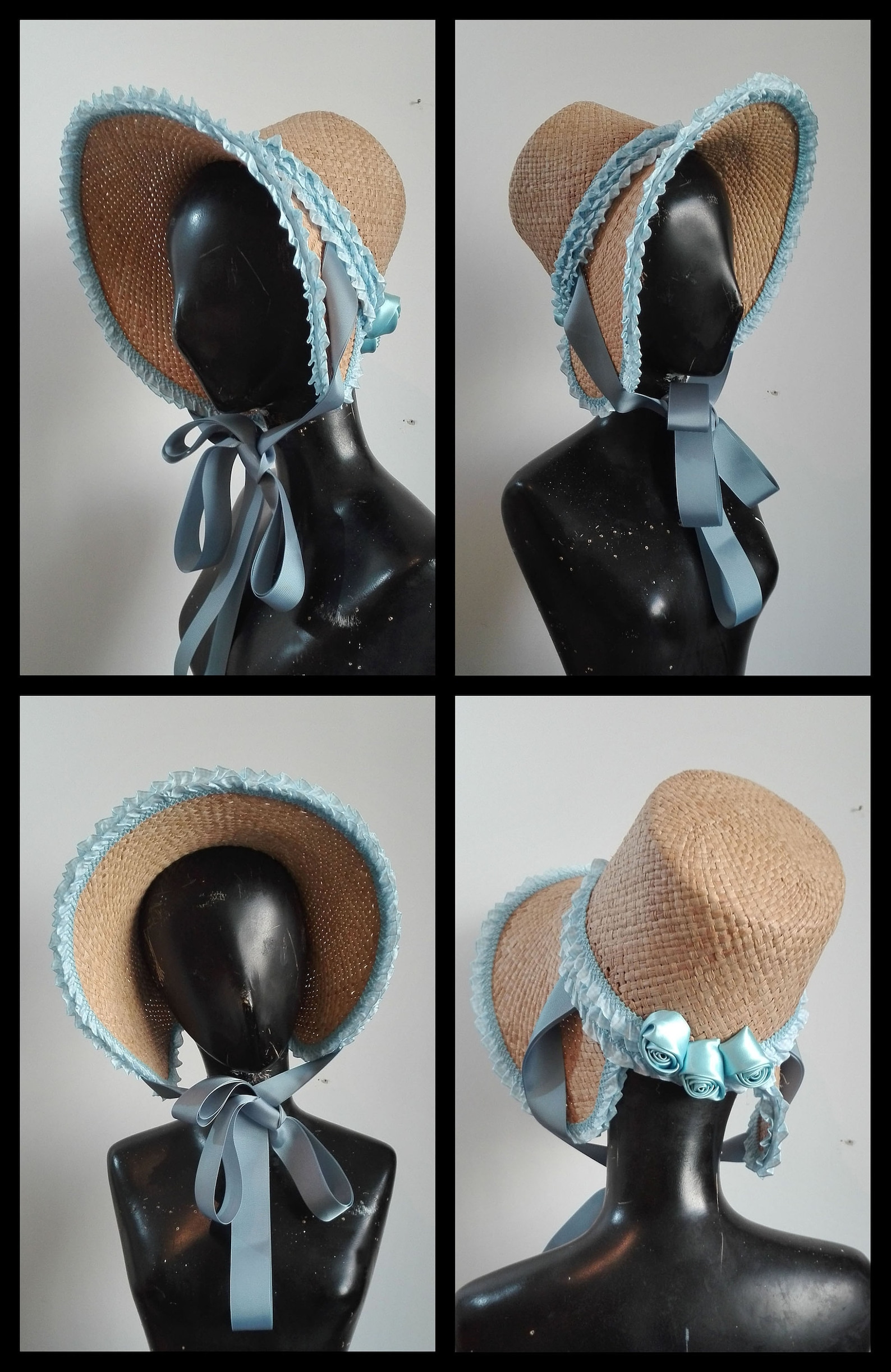 Regency Style Straw Poke Bonnet - Etsy