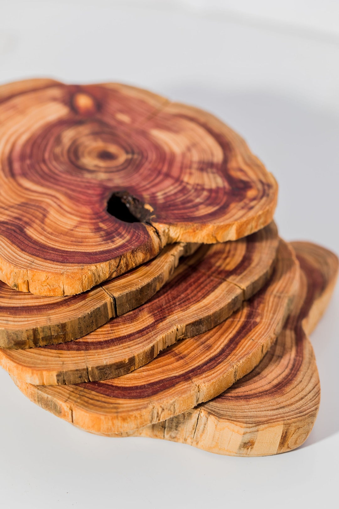 Red Cedar Wood Slice Coasters Rustic Tree Slice Wooden Coasters Custom ...