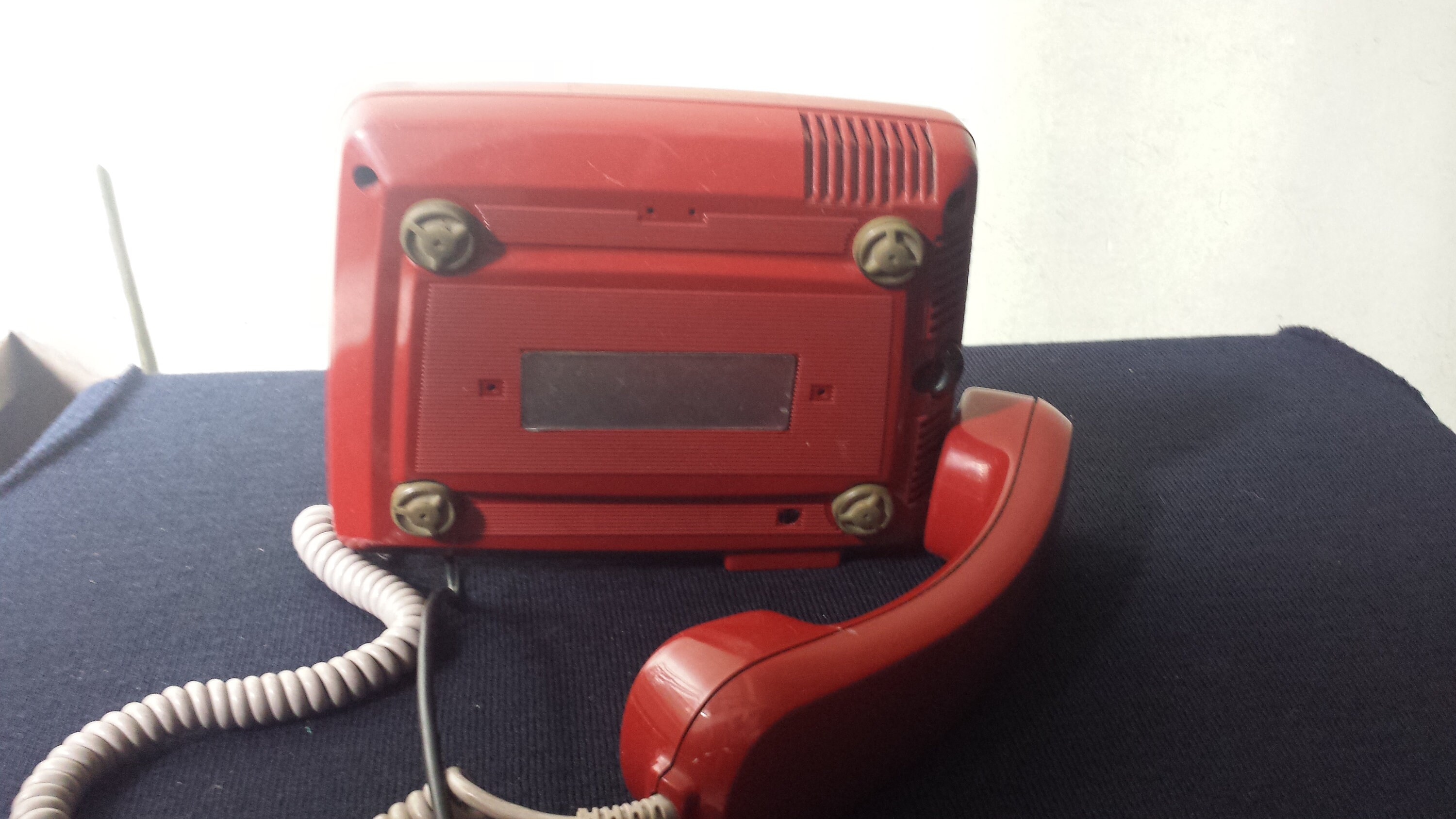 Teléfono rojo vintage, teléfono rotativo, rectangular, teléfono fijo ...